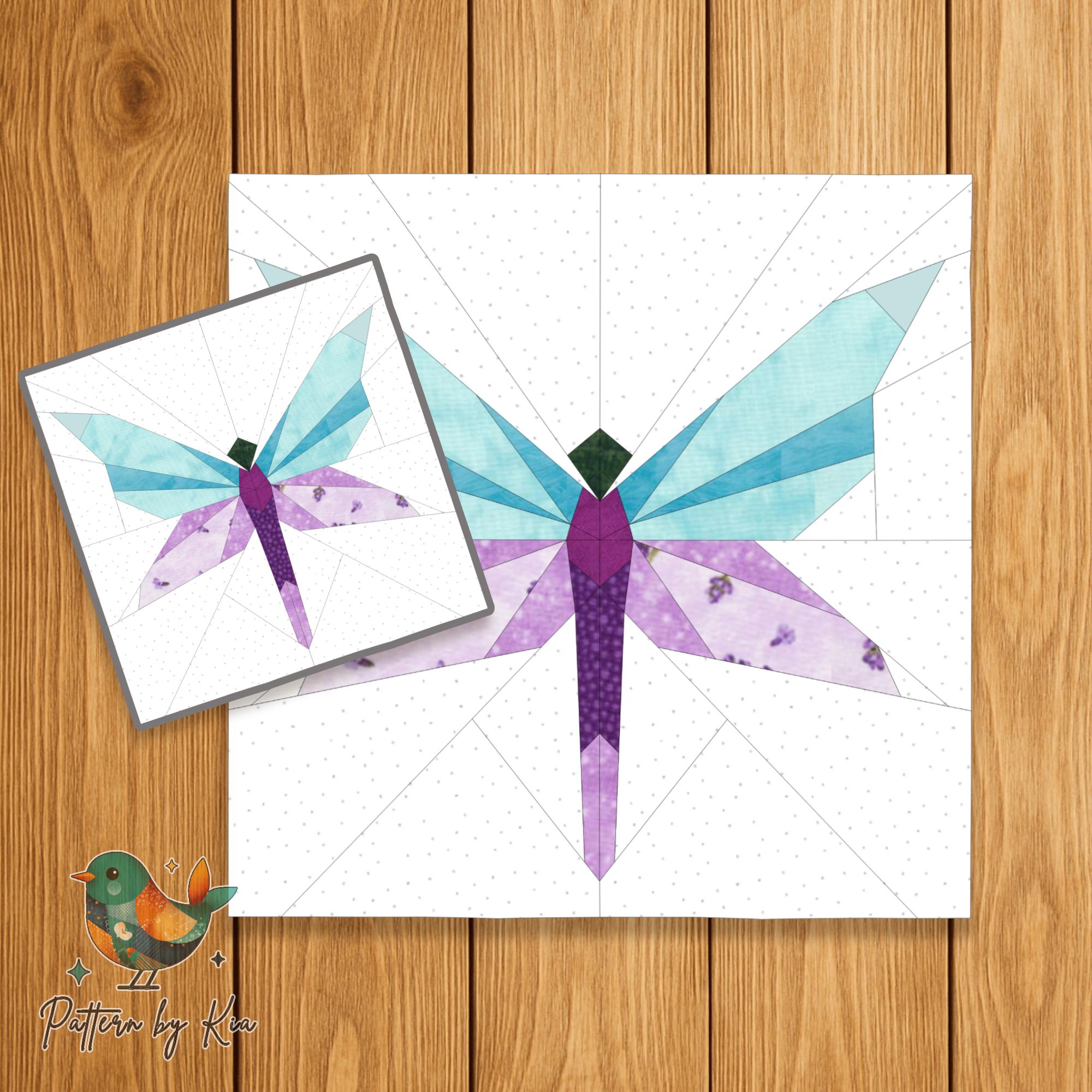 Dragonfly FPP Pattern, Quilt Pattern Modern, Foundation Paper Piecing ...