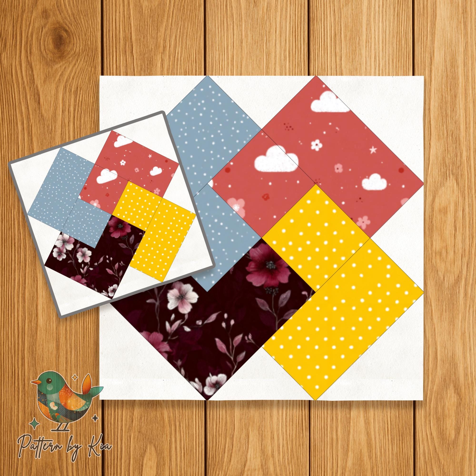 Card Trick Quilt Block Pattern | 6 Sizes PDF Download | Foundation ...