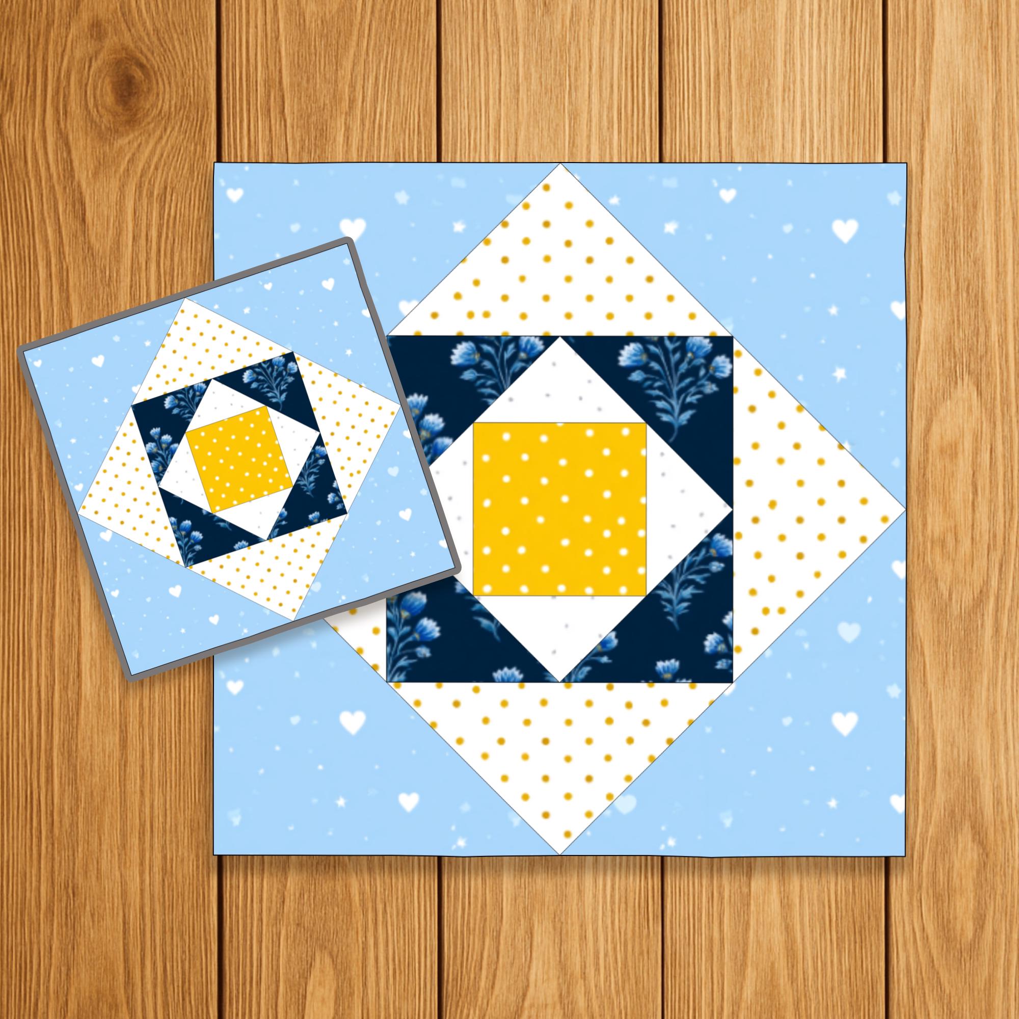 Economy Quilt Block FPP Pattern: Square in a Square, 6 Sizes (PDF ...