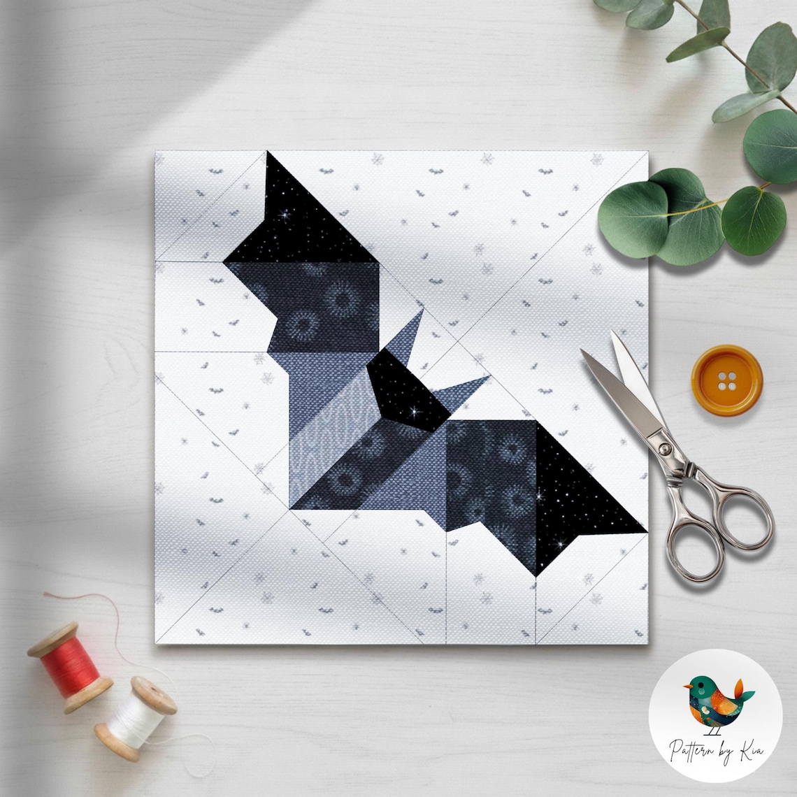 Bat Quilt Block Pattern, FPP Halloween Design (PDF Pattern) - Etsy