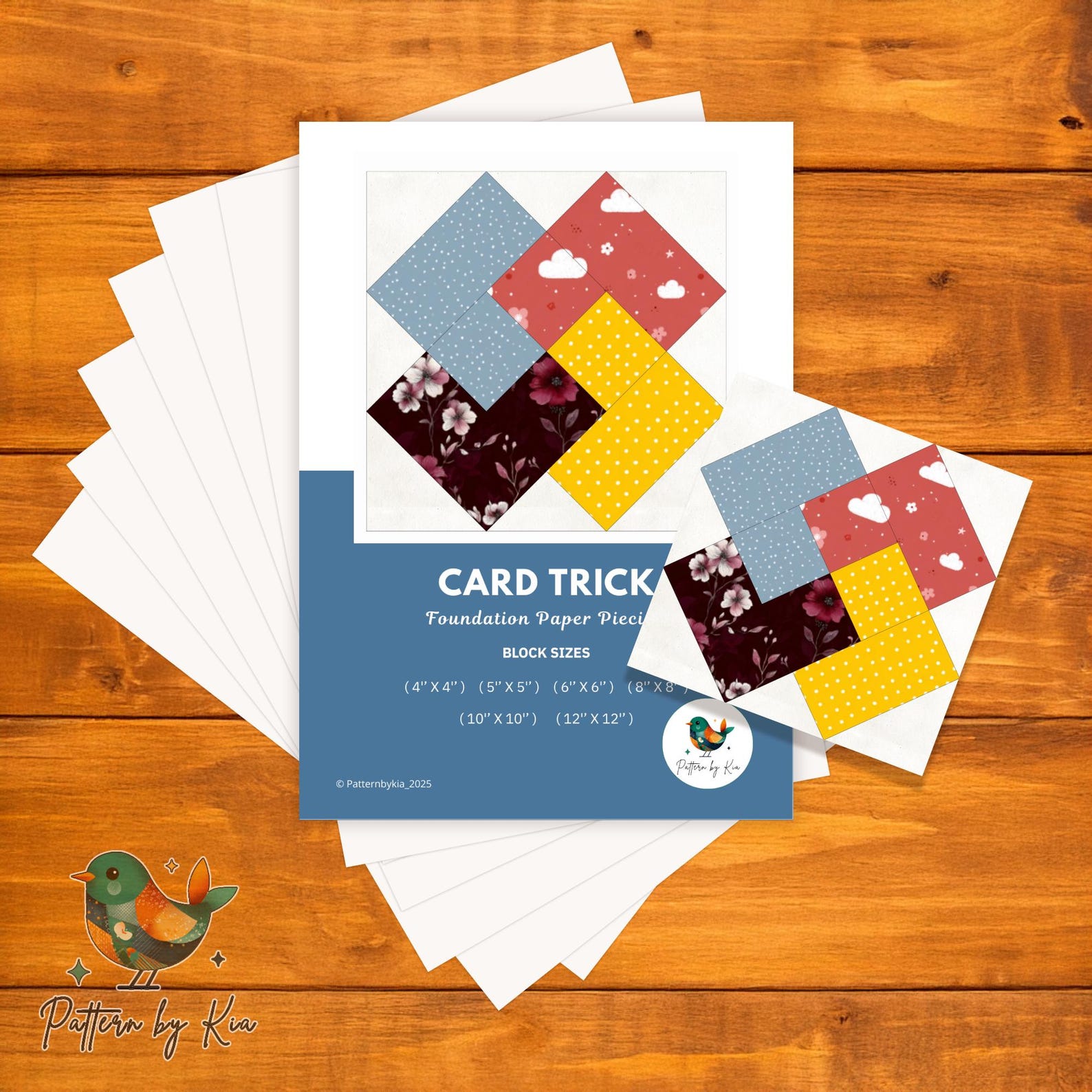 Card Trick Quilt Block Pattern | 6 Sizes PDF Download | Foundation ...