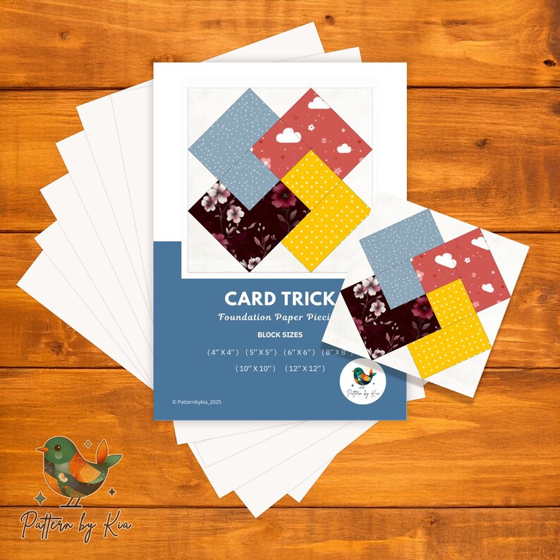 Card Trick Quilt Block Pattern | 6 Sizes PDF Download | Foundation ...