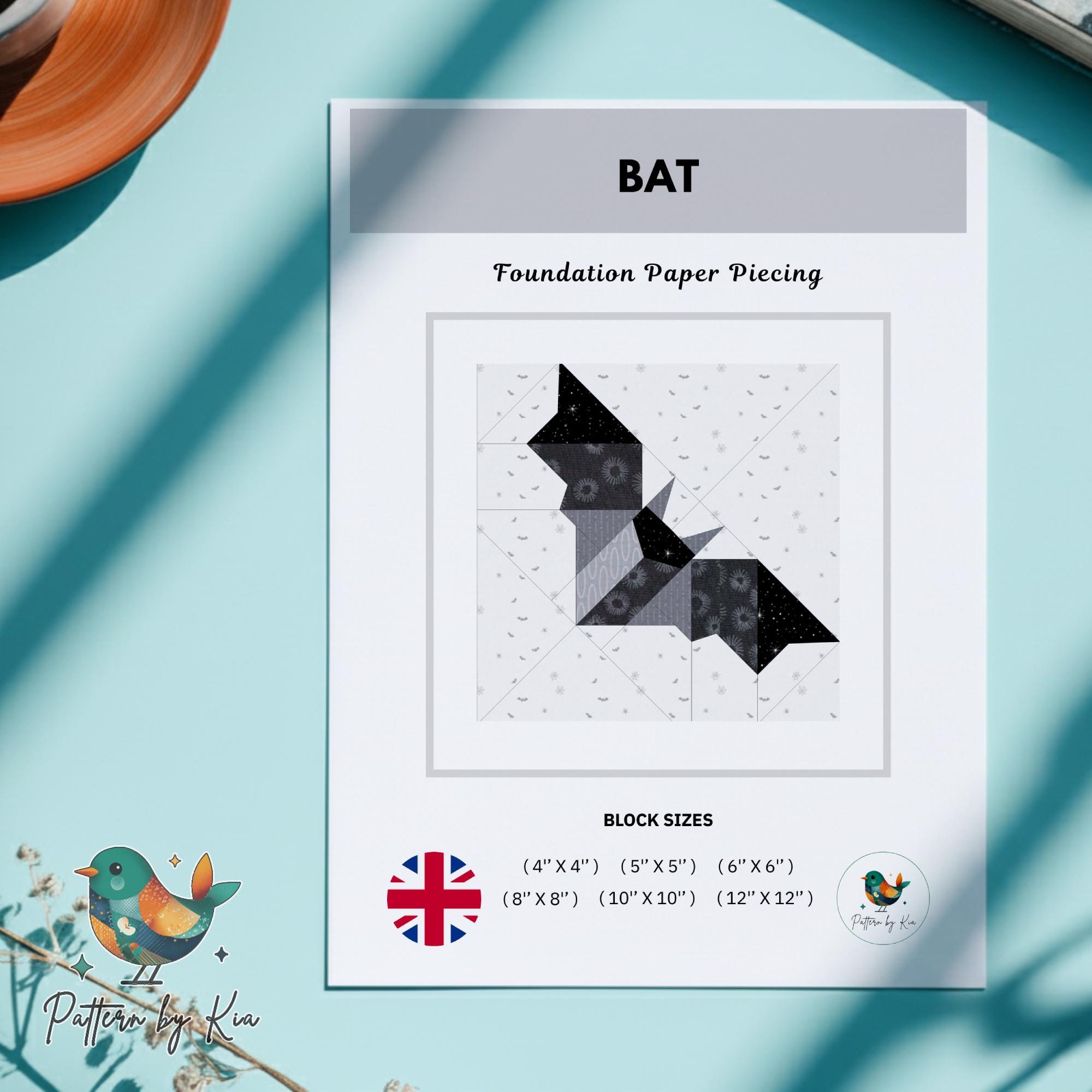 Bat Quilt Block Pattern, FPP Halloween Design (PDF Pattern) - Etsy
