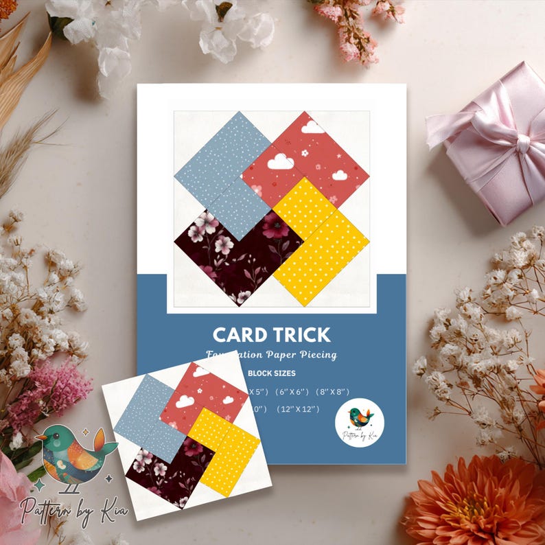 Card Trick Quilt Block Pattern | 6 Sizes PDF Download | Foundation ...