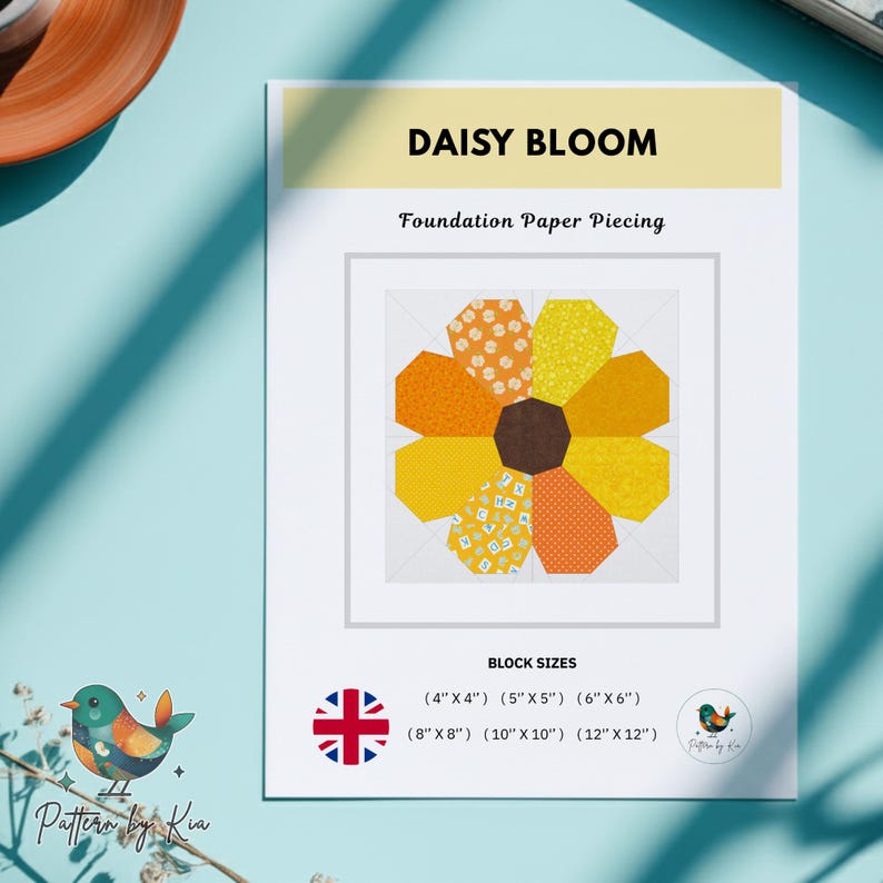 Daisy Bloom Quilt Block, Flower Quilt Pattern, 6 Sizes, 4 Languages ...