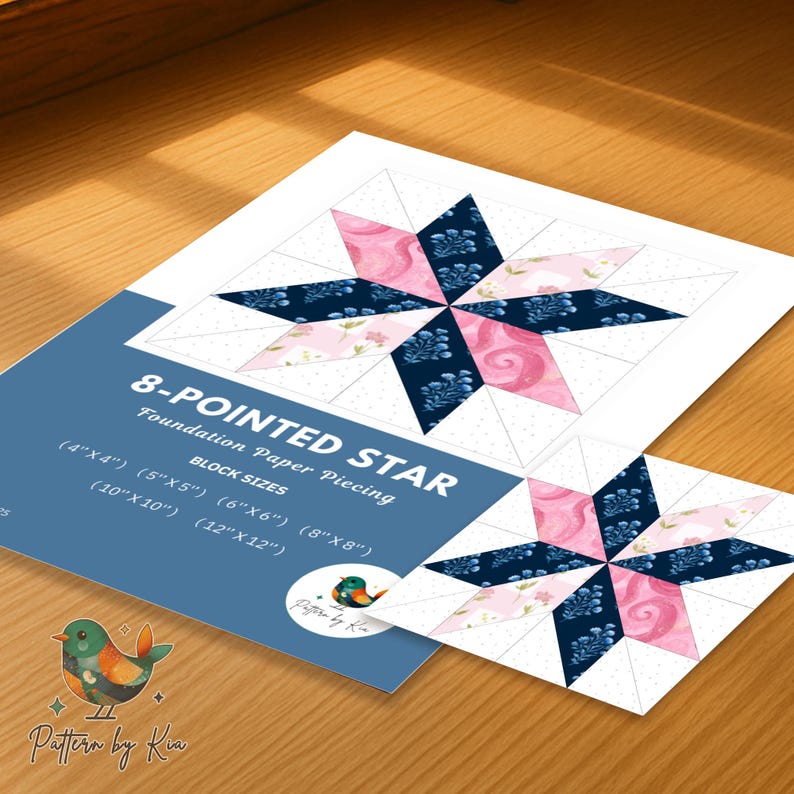 8 Pointed Star Quilt Block Pattern: Foundation Paper Piecing (PDF ...