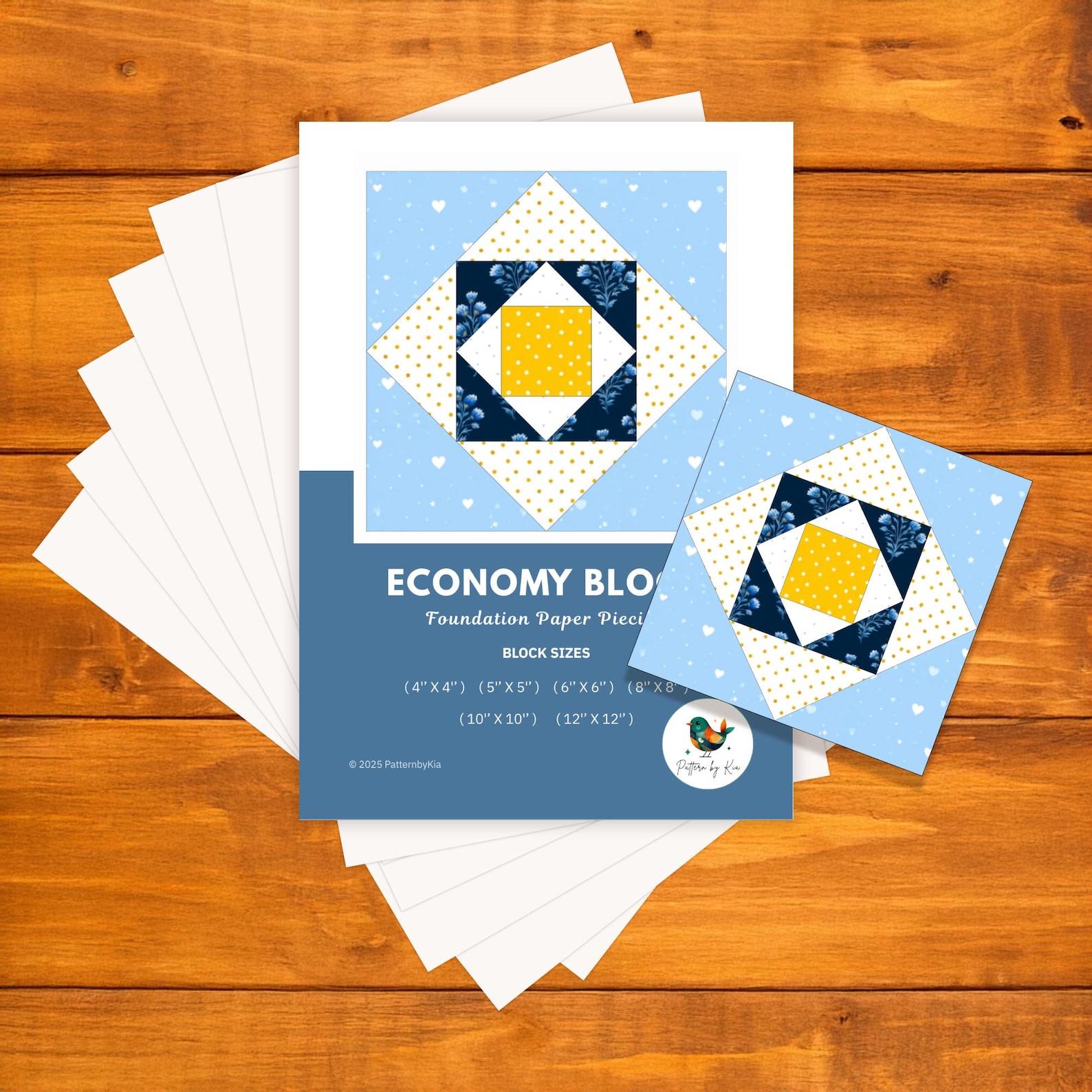 Economy Quilt Block FPP Pattern: Square in a Square, 6 Sizes (PDF ...