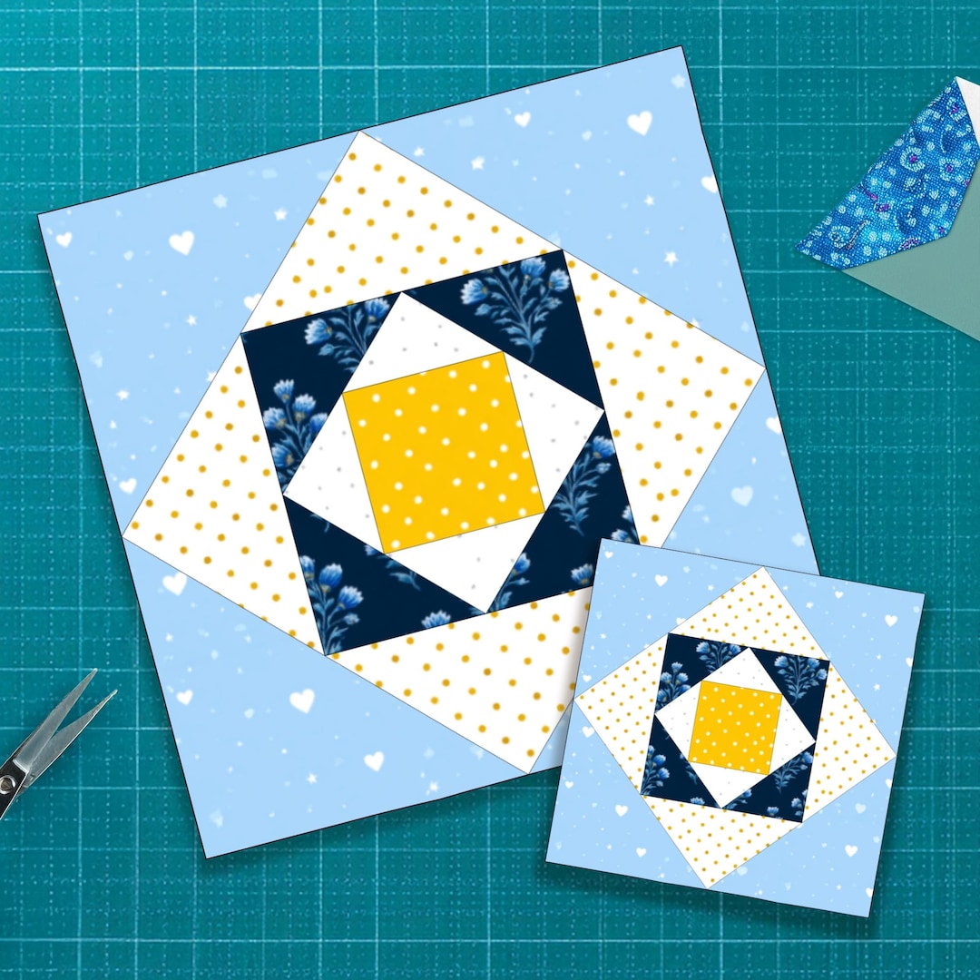Economy Quilt Block FPP Pattern: Square in a Square, 6 Sizes (PDF ...