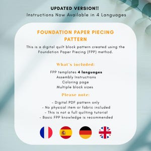 Tulip Quilt Block Pattern: FPP Foundation Paper Piecing, 5 Sizes (PDF ...
