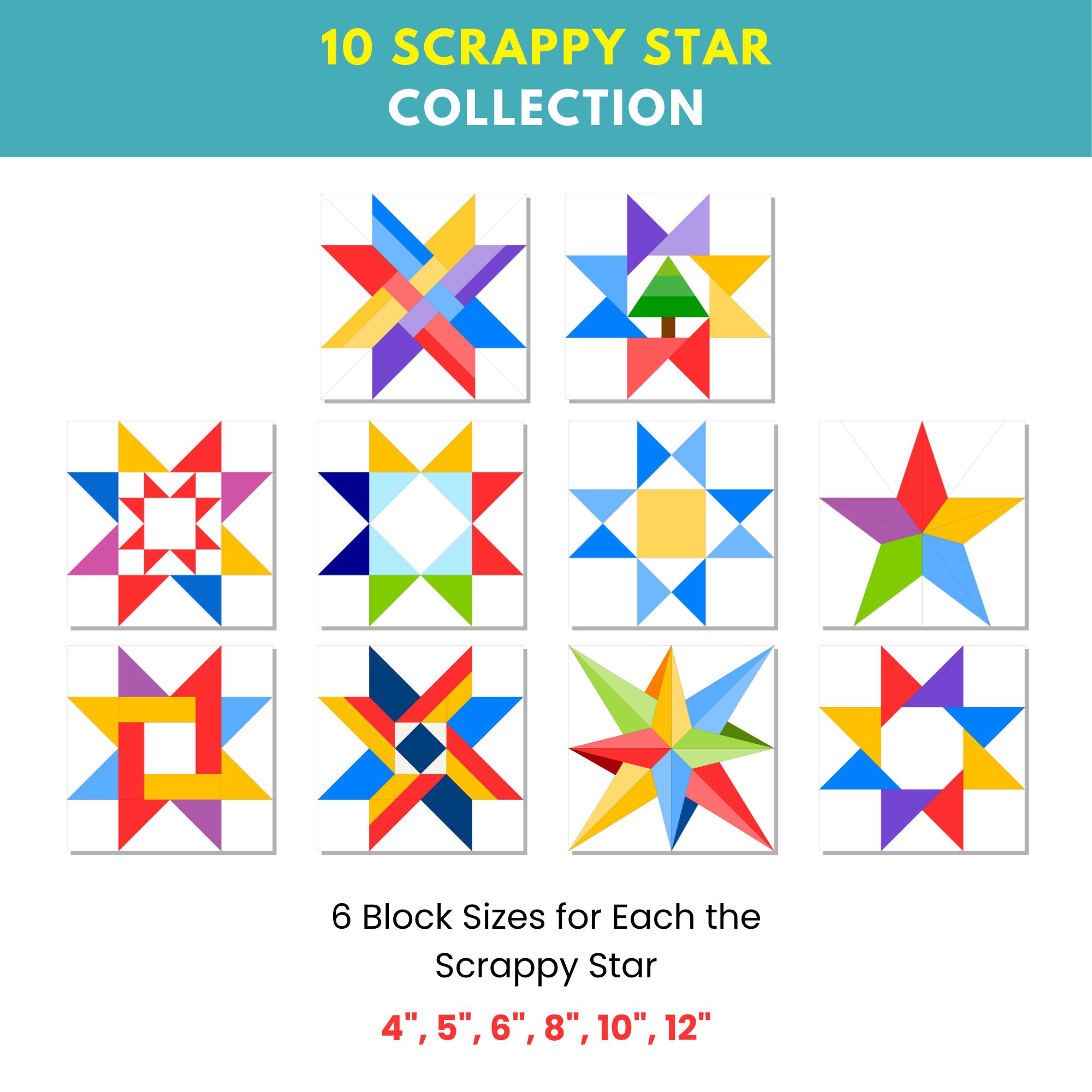 10 Scrappy Star Quilt Block Bundle, Foundation Paper Piecing, Star Fpp ...