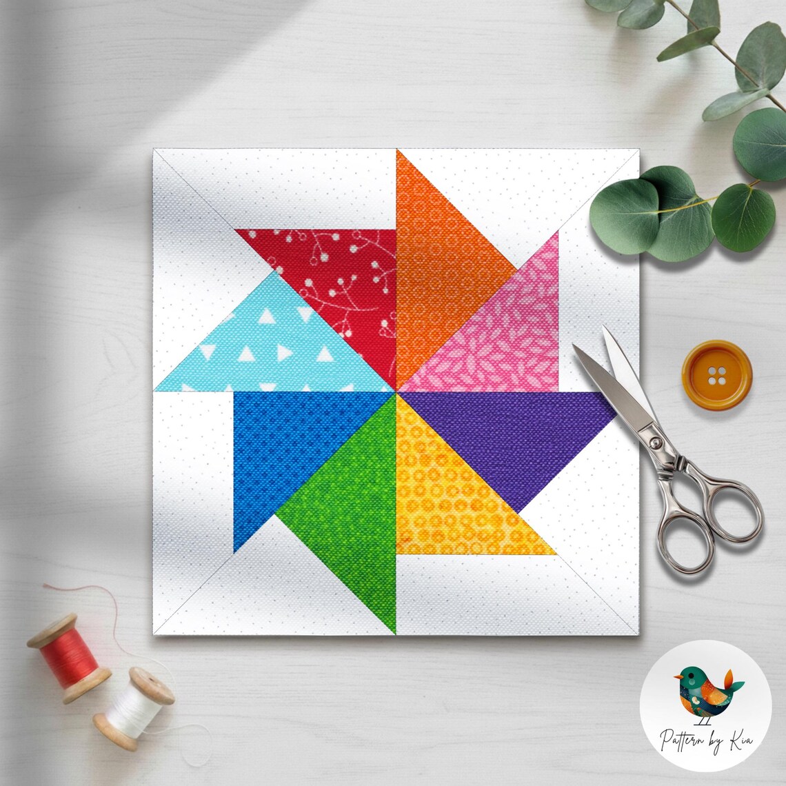 Spinning Pinwheel Quilt Block Pattern, FPP, 5 Sizes (PDF Download) - Etsy