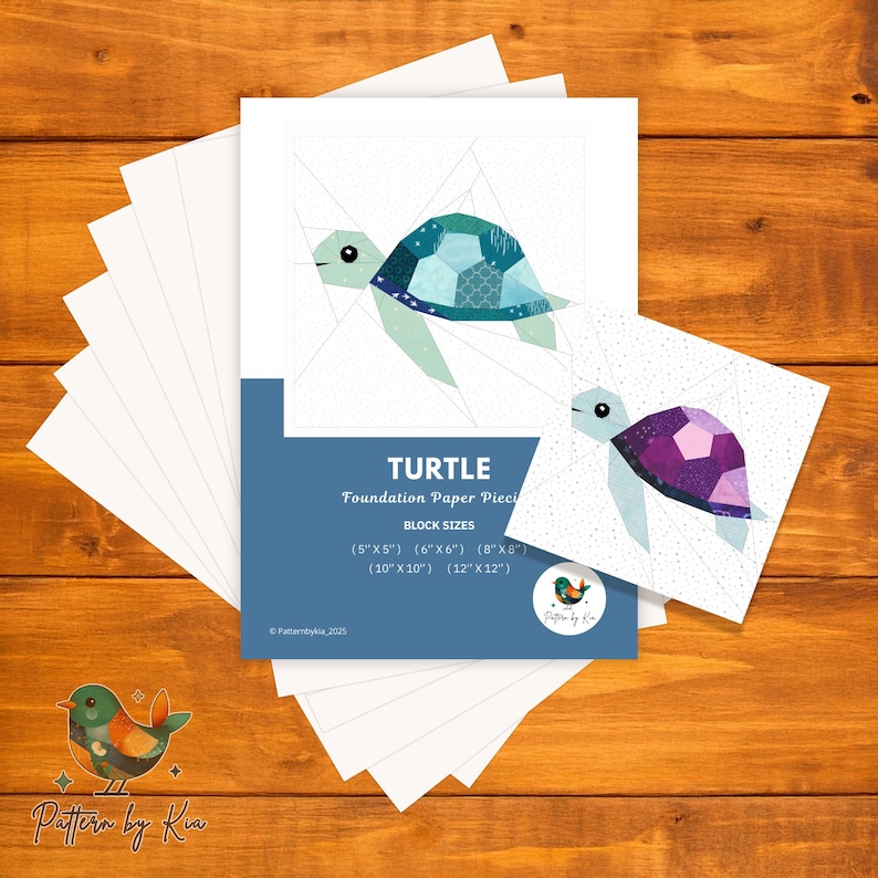 Sea Turtle Quilt Block Pattern, Modern Ocean Animal Quilt (PDF Pattern ...