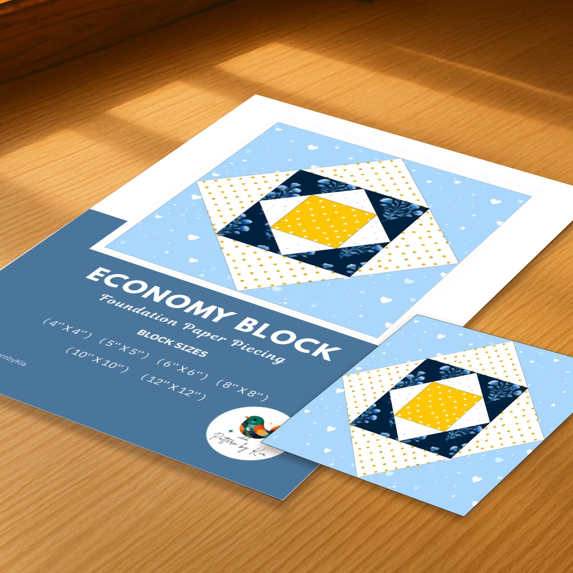 Economy Quilt Block FPP Pattern: Square in a Square, 6 Sizes (PDF ...