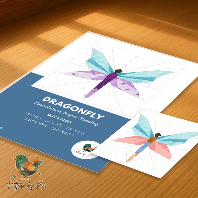Dragonfly FPP Pattern, Quilt Pattern Modern, Foundation Paper Piecing ...