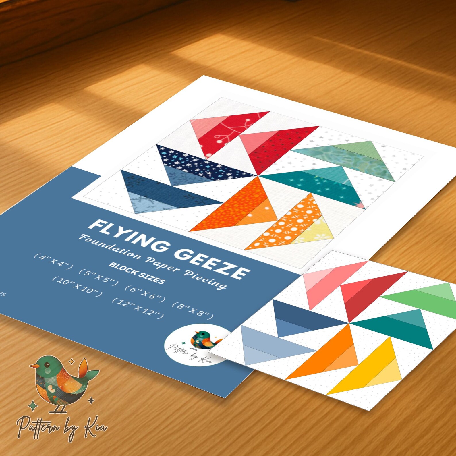 Fpp Template Flying Geese Quilt Block : 6 Sizes, Foundation Paper ...