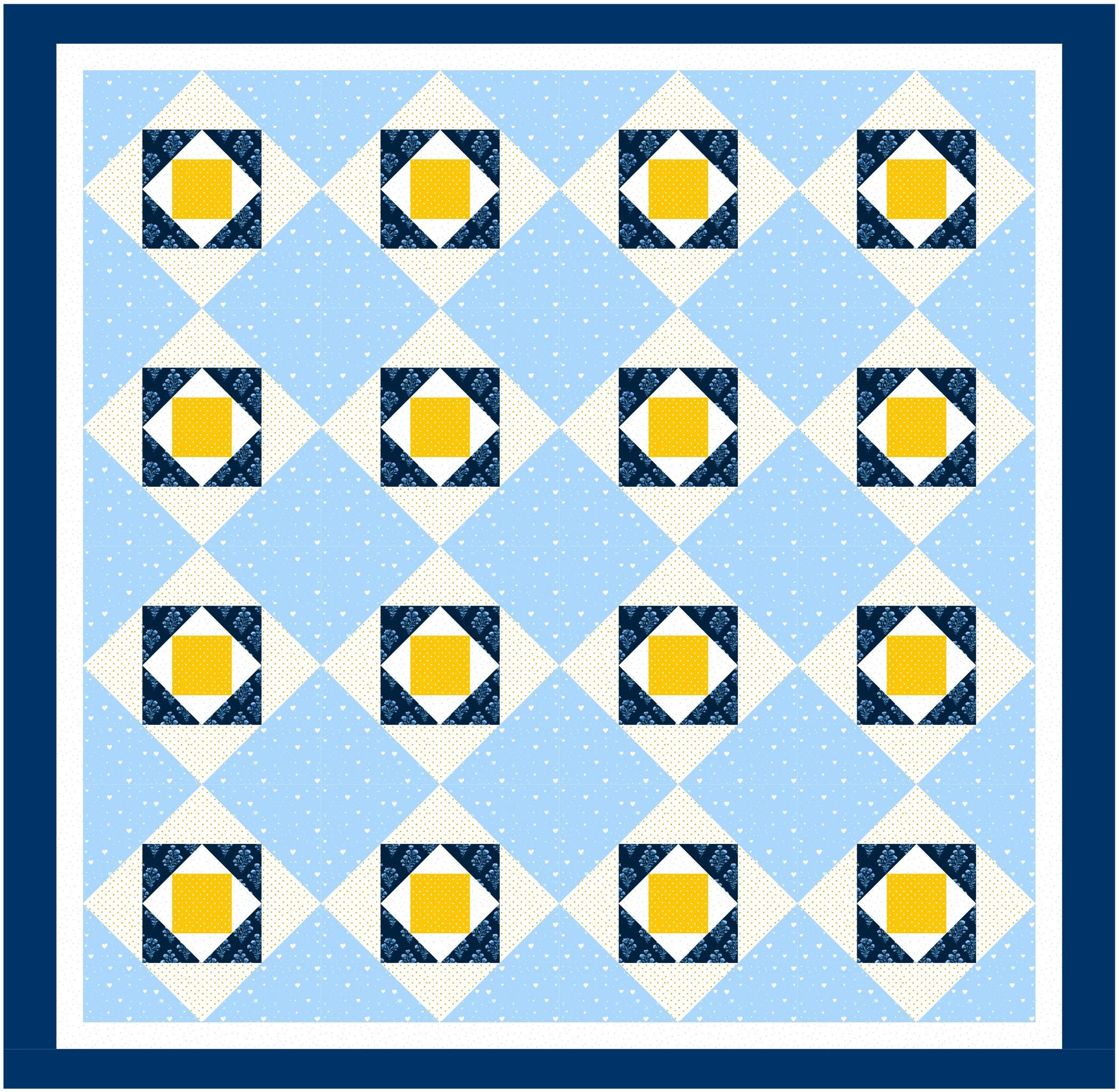 Economy Quilt Block FPP Pattern: Square in a Square, 6 Sizes (PDF ...