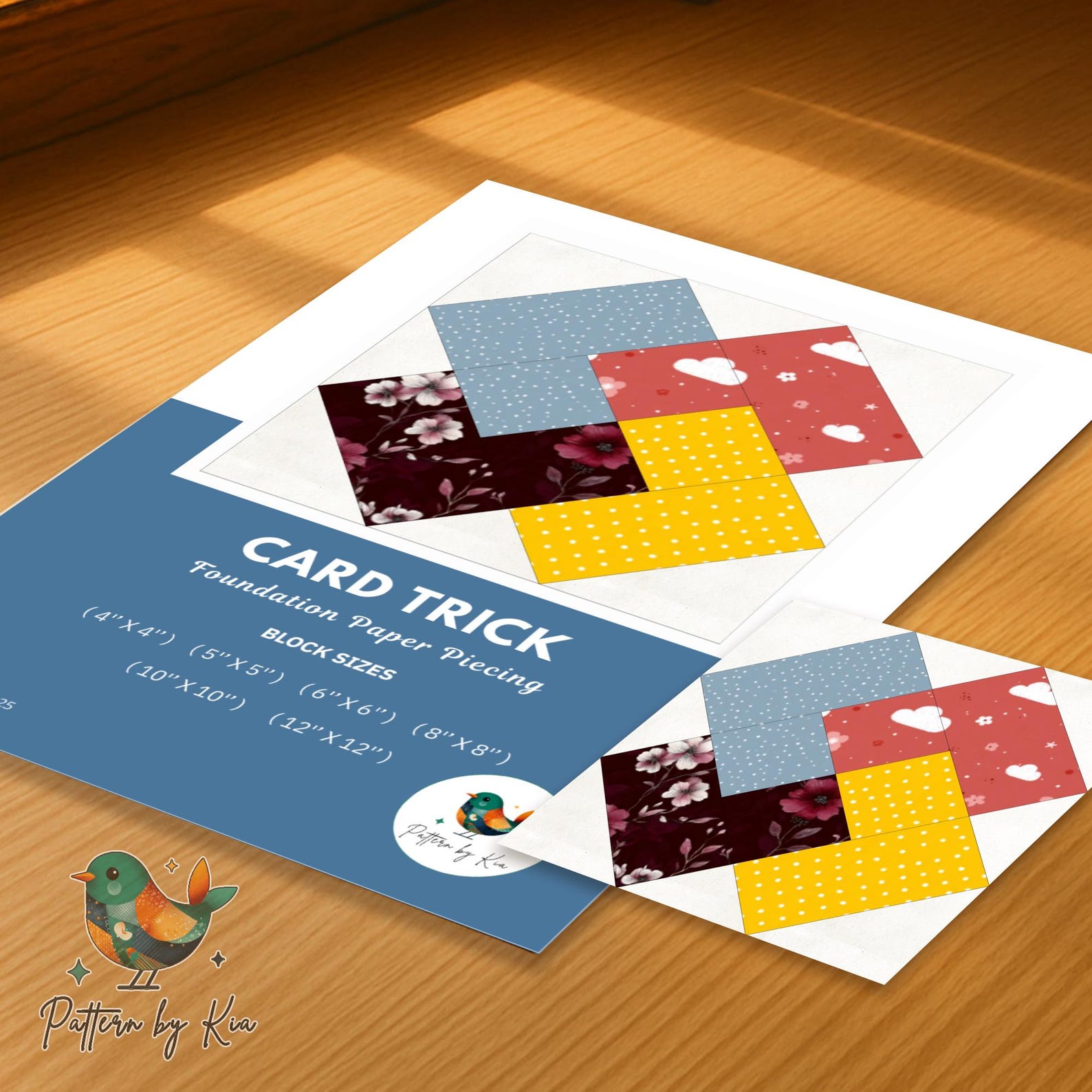 Card Trick Quilt Block Pattern | 6 Sizes PDF Download | Foundation ...