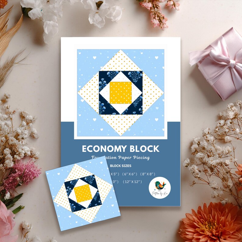 Economy Quilt Block FPP Pattern: Square in a Square, 6 Sizes (PDF ...