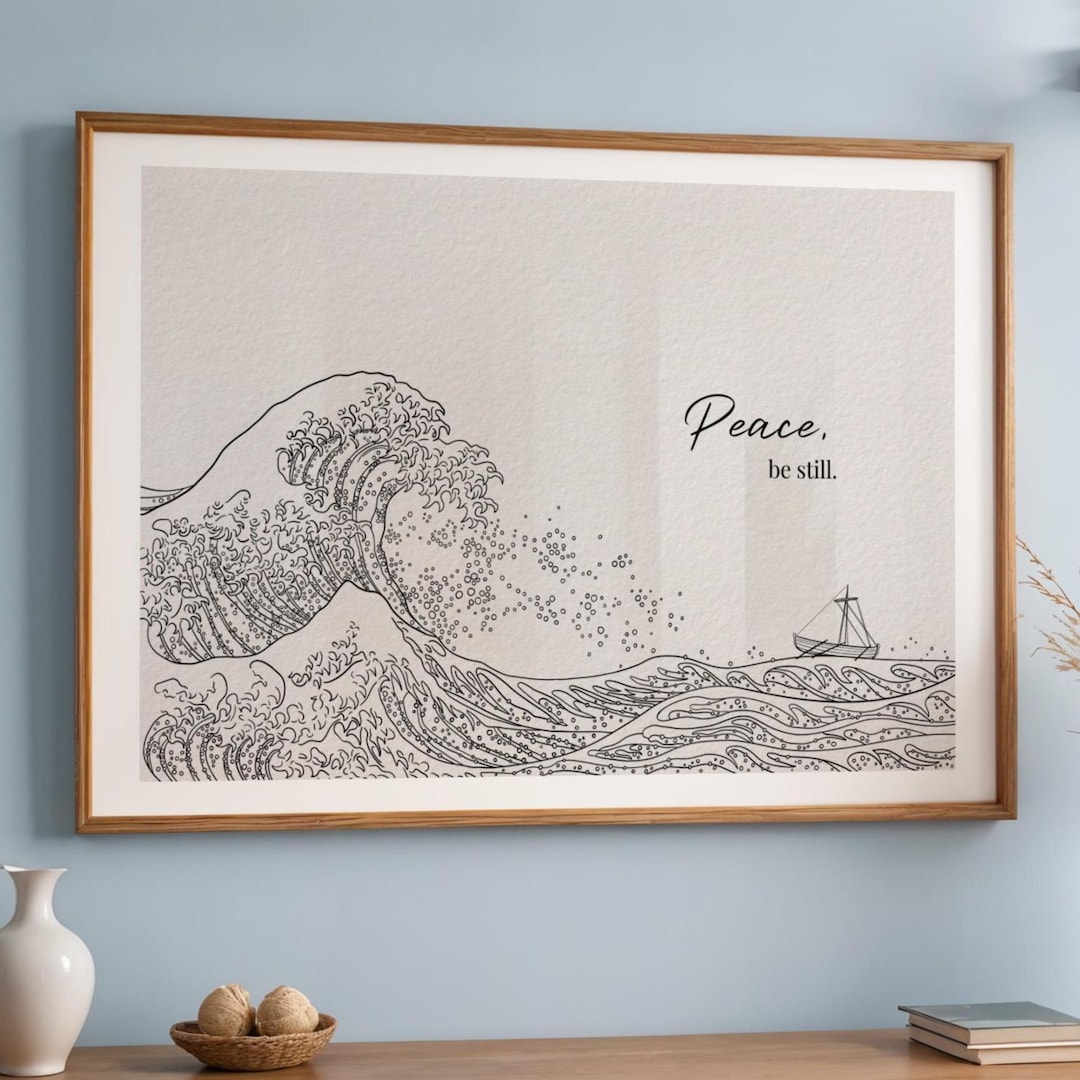 Jesus Calms the Storm Bible Verse Wall Art (horizontal): the Great Wave ...