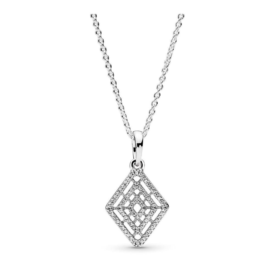 New W/hinged Box Pandora Geometric Lines Cz Necklace - Etsy
