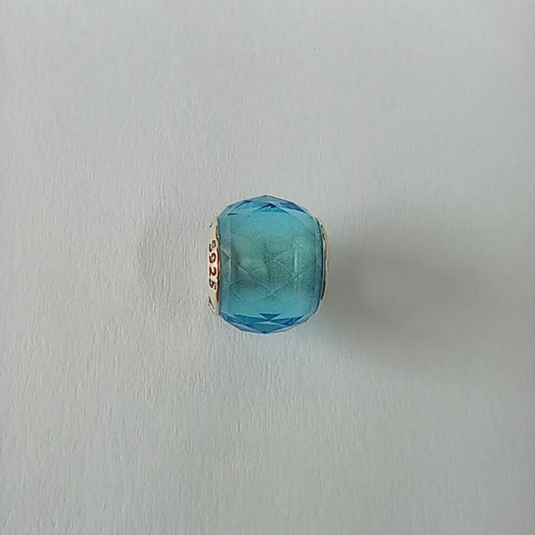 Pandora Silver Geometric Facets Sky Blue Glass Bead - Etsy
