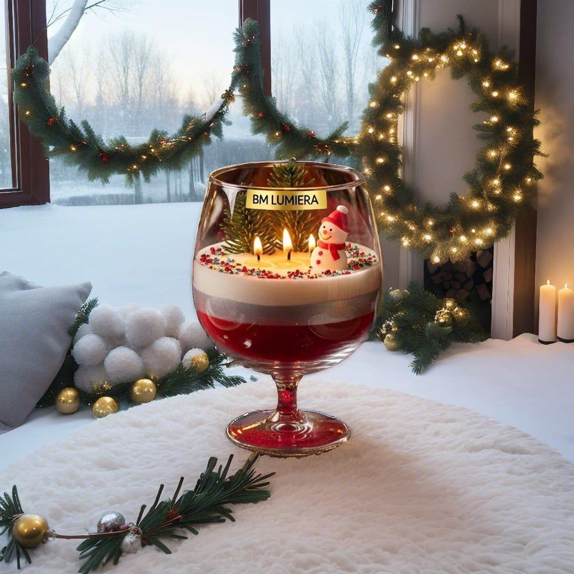 Handmade Christmas Candle, Holiday Scented Soy Candle, Festive Winter ...