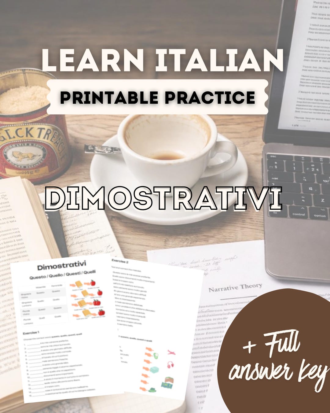 Italian Demonstratives Worksheets (questo Quello Questi Quelli ...
