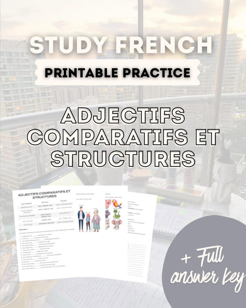 French Comparative Adjectives Worksheet | Adjectifs Comparatifs ...