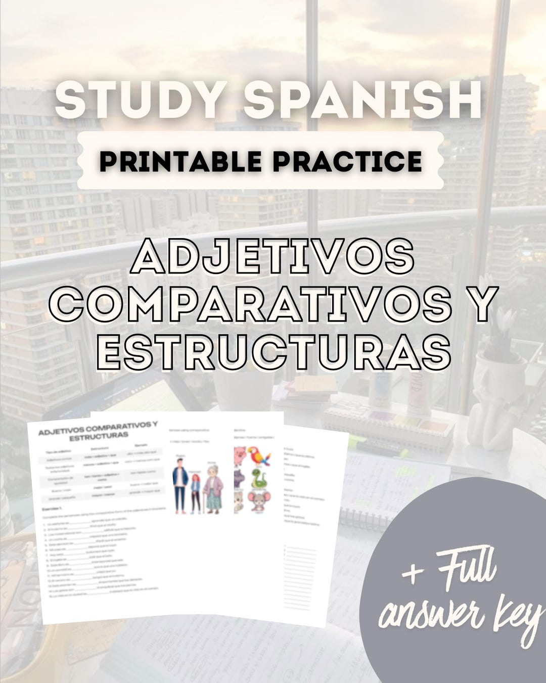 Spanish Comparative Adjectives Worksheet | Adjetivos Comparativos ...