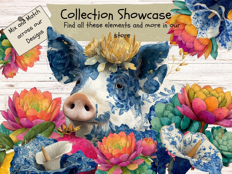 Delft Pig PNG Clipart, Junk Journal Ephemera (digital Download) - Etsy