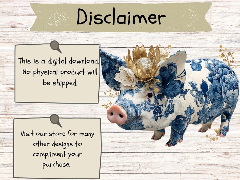Delft Pig PNG Clipart, Junk Journal Ephemera (digital Download) - Etsy