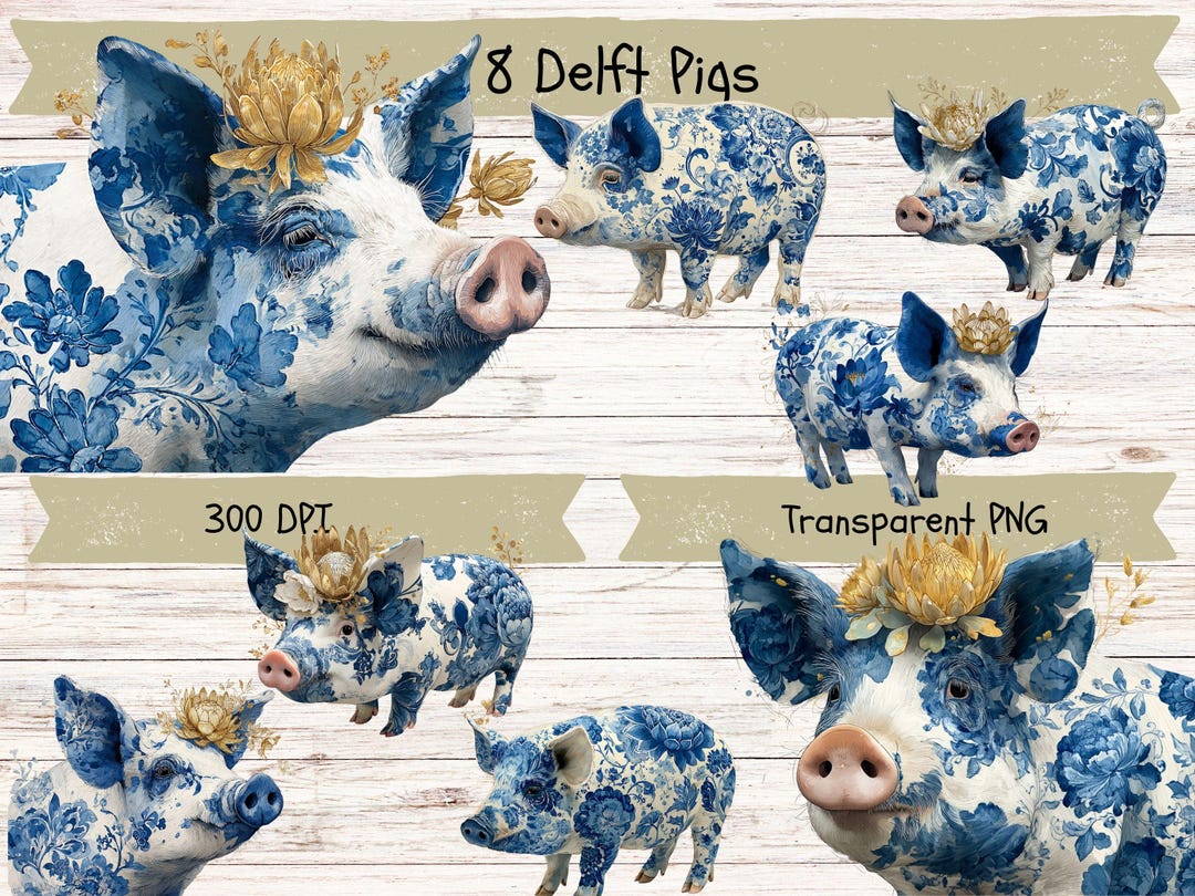 Delft Pig PNG Clipart, Junk Journal Ephemera (digital Download) - Etsy