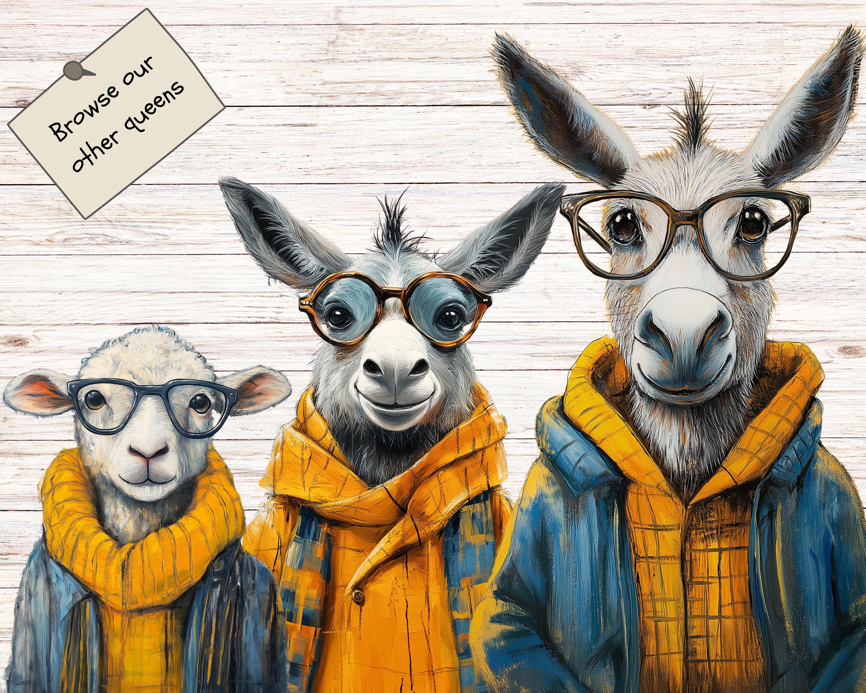 Funky Animals Clipart - Farm Animal Pngs for Junk Journals (instant ...