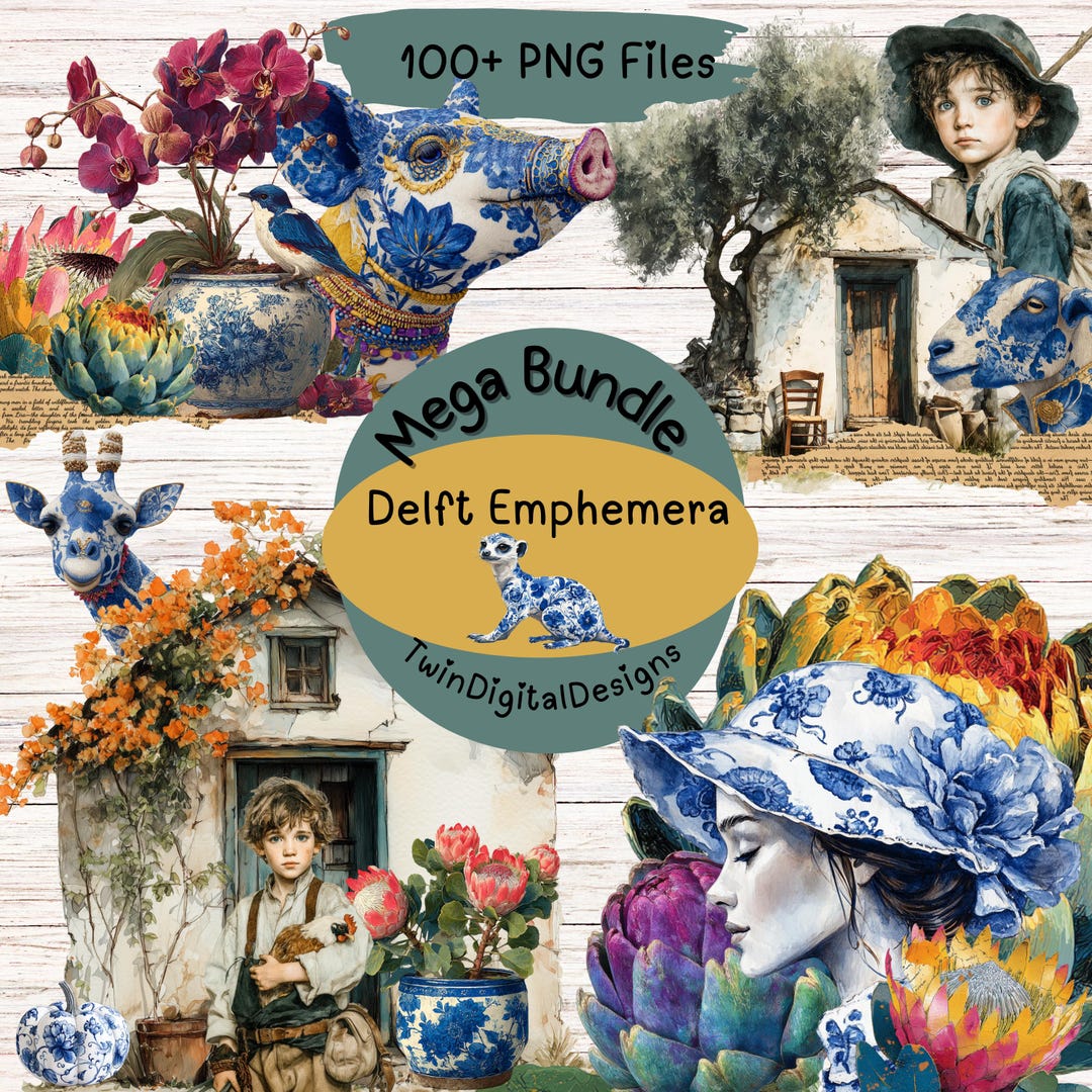 Delft Blue Mega Bundle, Chinoiserie Junk Journal Kit, Dutch Heritage ...