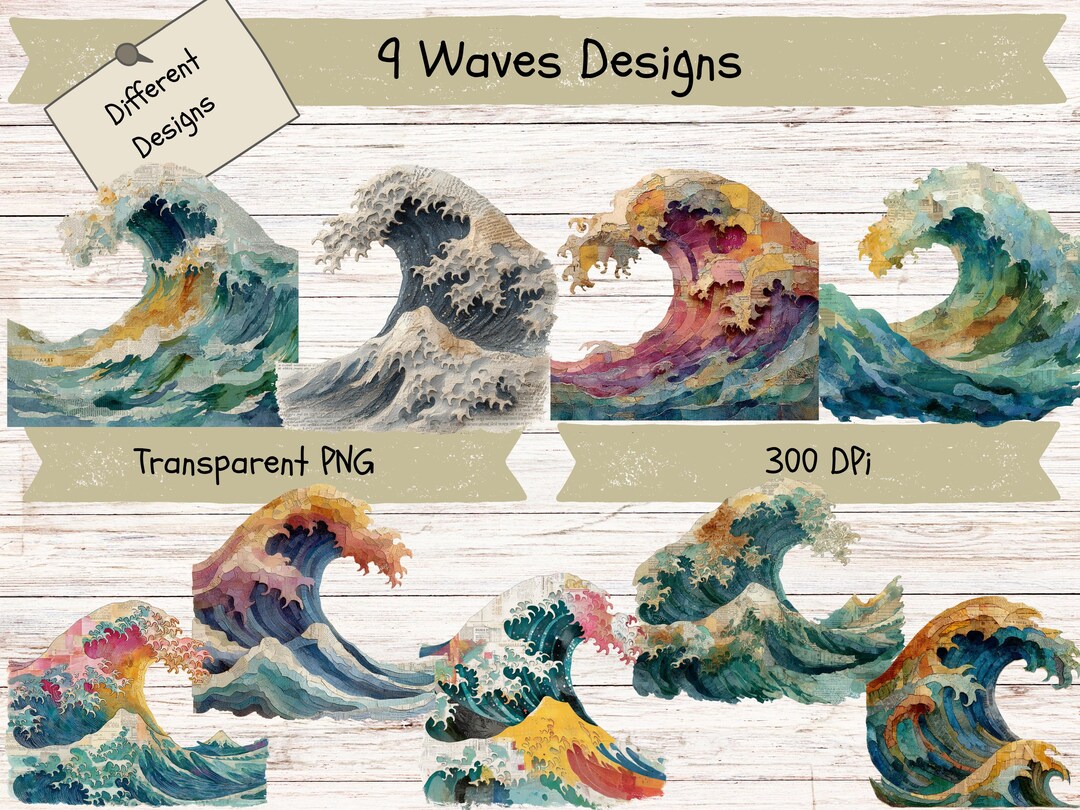 Ocean Wave Clipart – Watercolor Wave PNG Graphics (digital Download) - Etsy