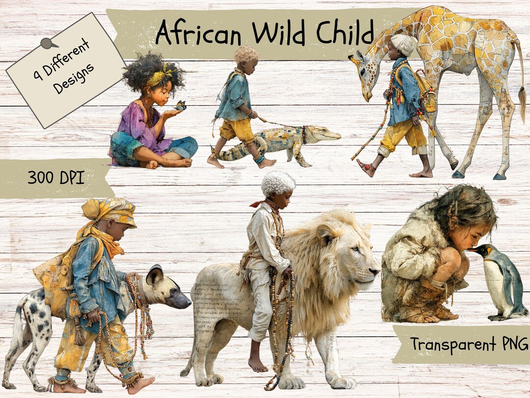Vintage African Animals PNG Clipart: Storybook Illustrations (digital ...