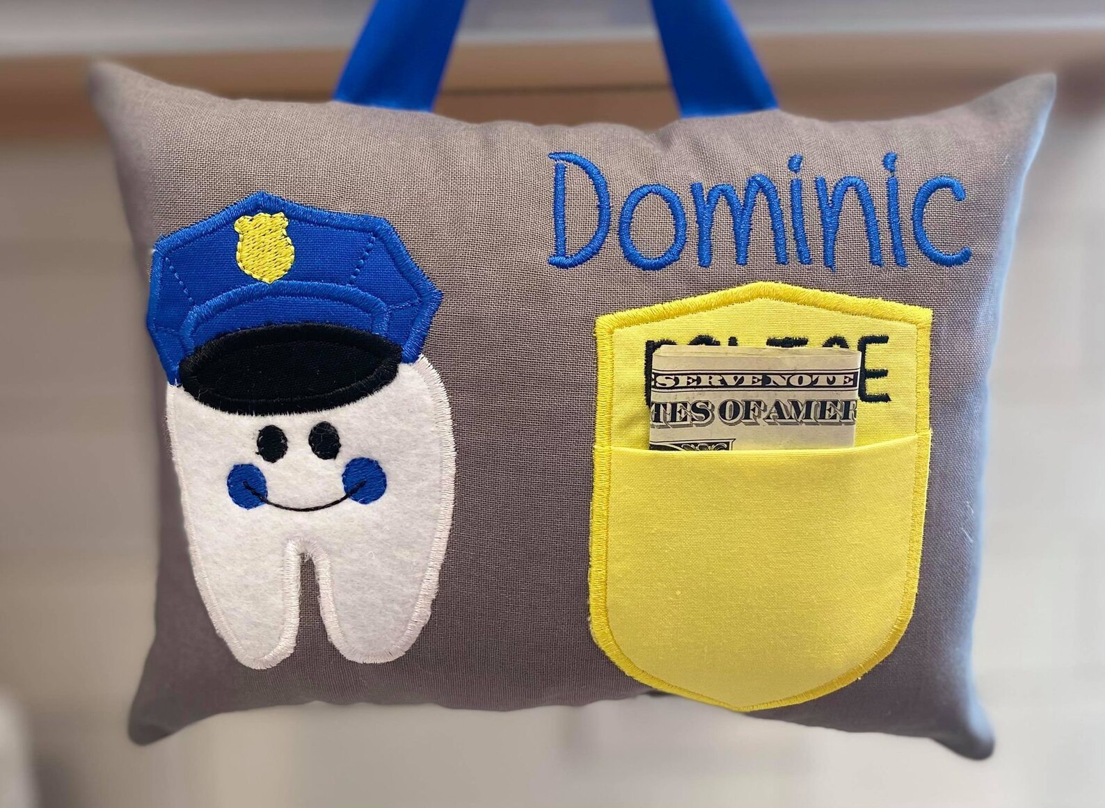 Tooth Fairy Pillow Police Theme With Tooth Chart Option - Etsy