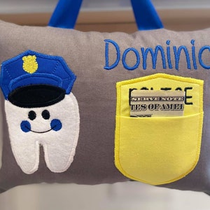 Tooth Fairy Pillow Police Theme With Tooth Chart Option - Etsy