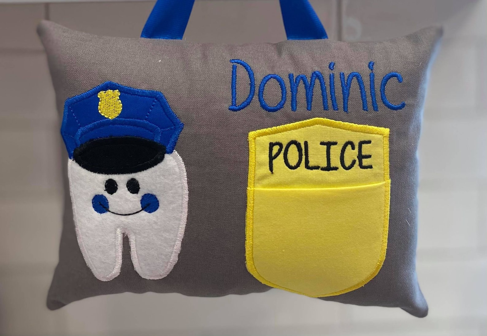 Tooth Fairy Pillow Police Theme With Tooth Chart Option - Etsy