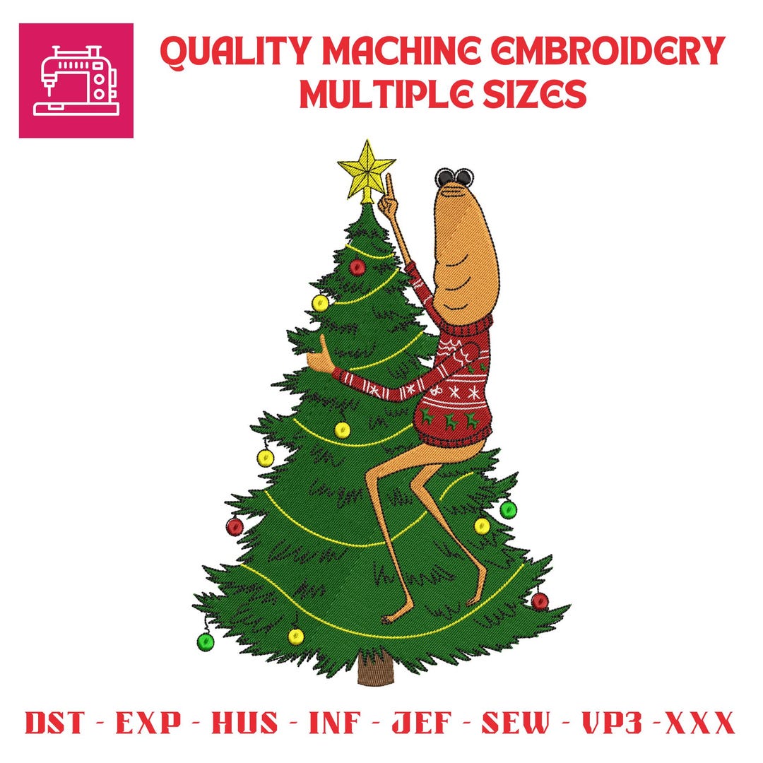 Marcus the Worm Decorating Christmas Tree Machine Embroidery Design ...