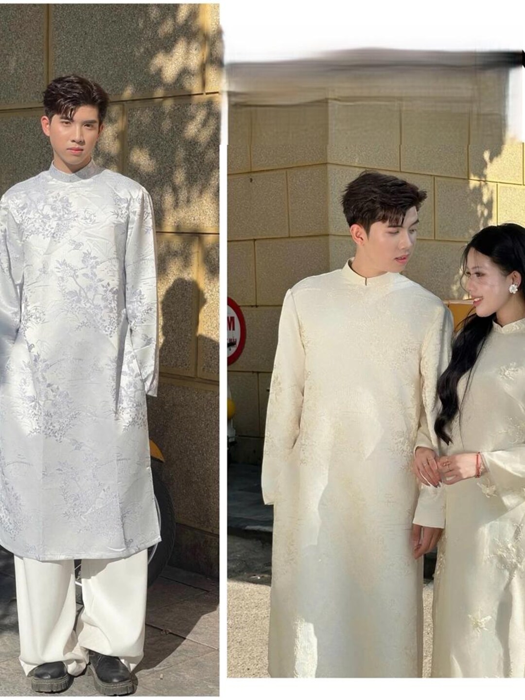 Traditional Men’s Ao Dai – Elegant Brocade Suit for Wedding, Tet, or ...