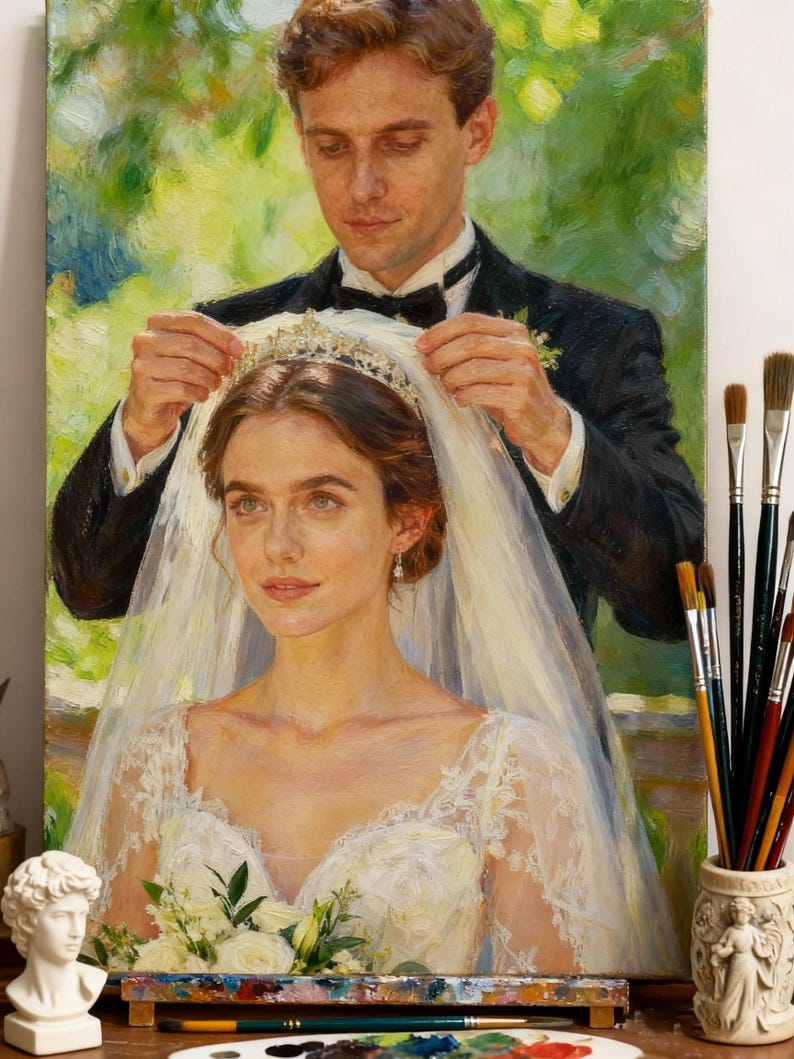 Wedding Portrait Oil Painting From Photo, Wedding Ideas/ Engagement ...