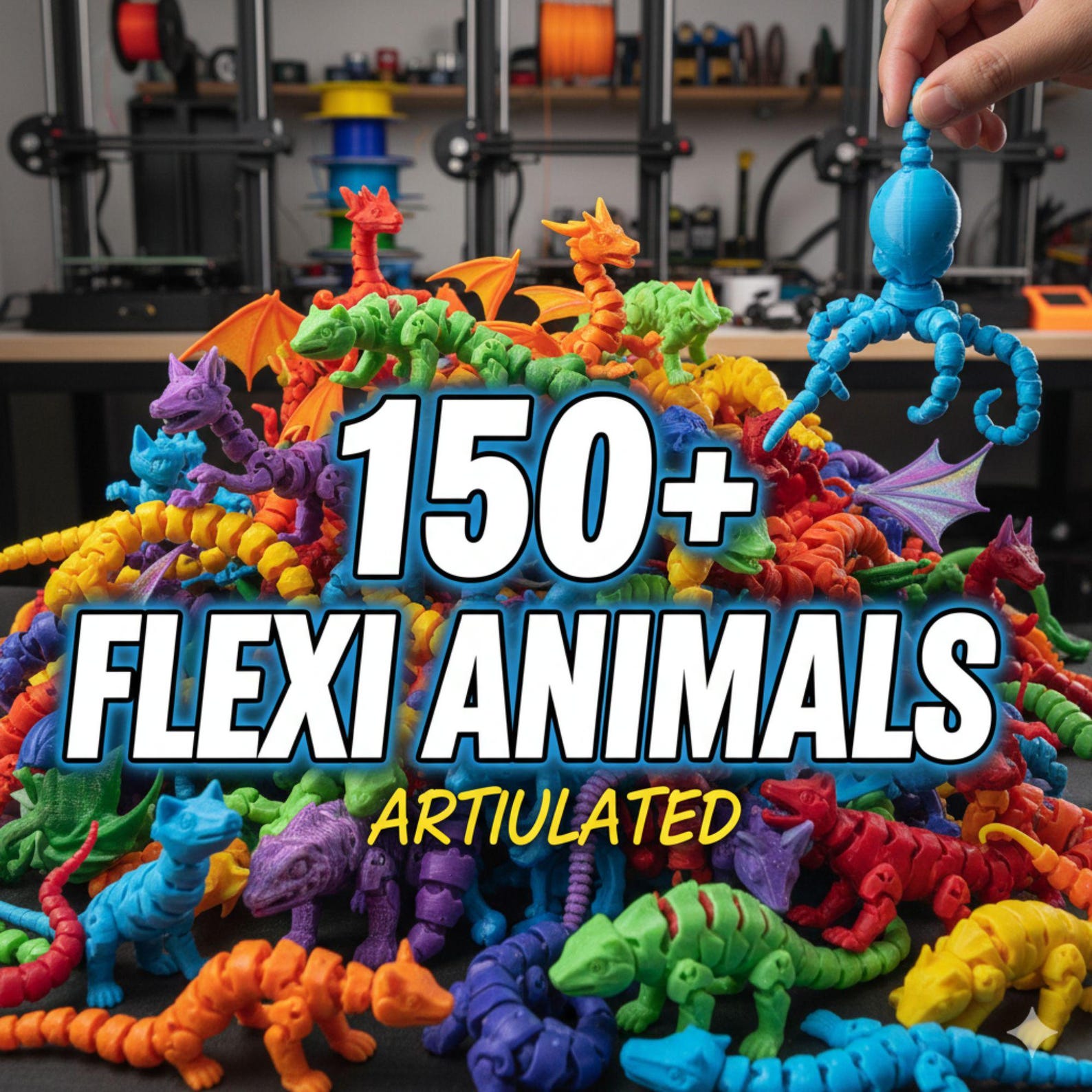 150+ Articulated Flexi Mini Animals, Flexi 3D Print Models, 3D Print ...