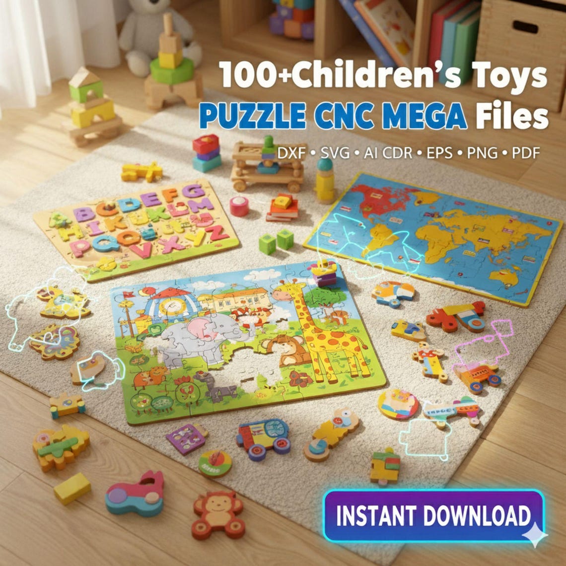 100+ Children's Puzzle CNC MEGA Files for Router Machines, Cnc Router ...