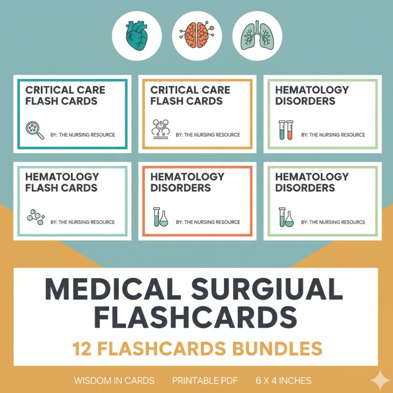 Medical Surgical Flashcards Bundle, Med-surg Study Bundle, Med Surg ...