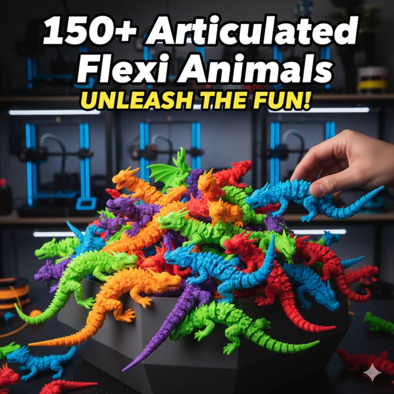 150+ Articulated Flexi Mini Animals, Flexi 3D Print Models, 3D Print ...