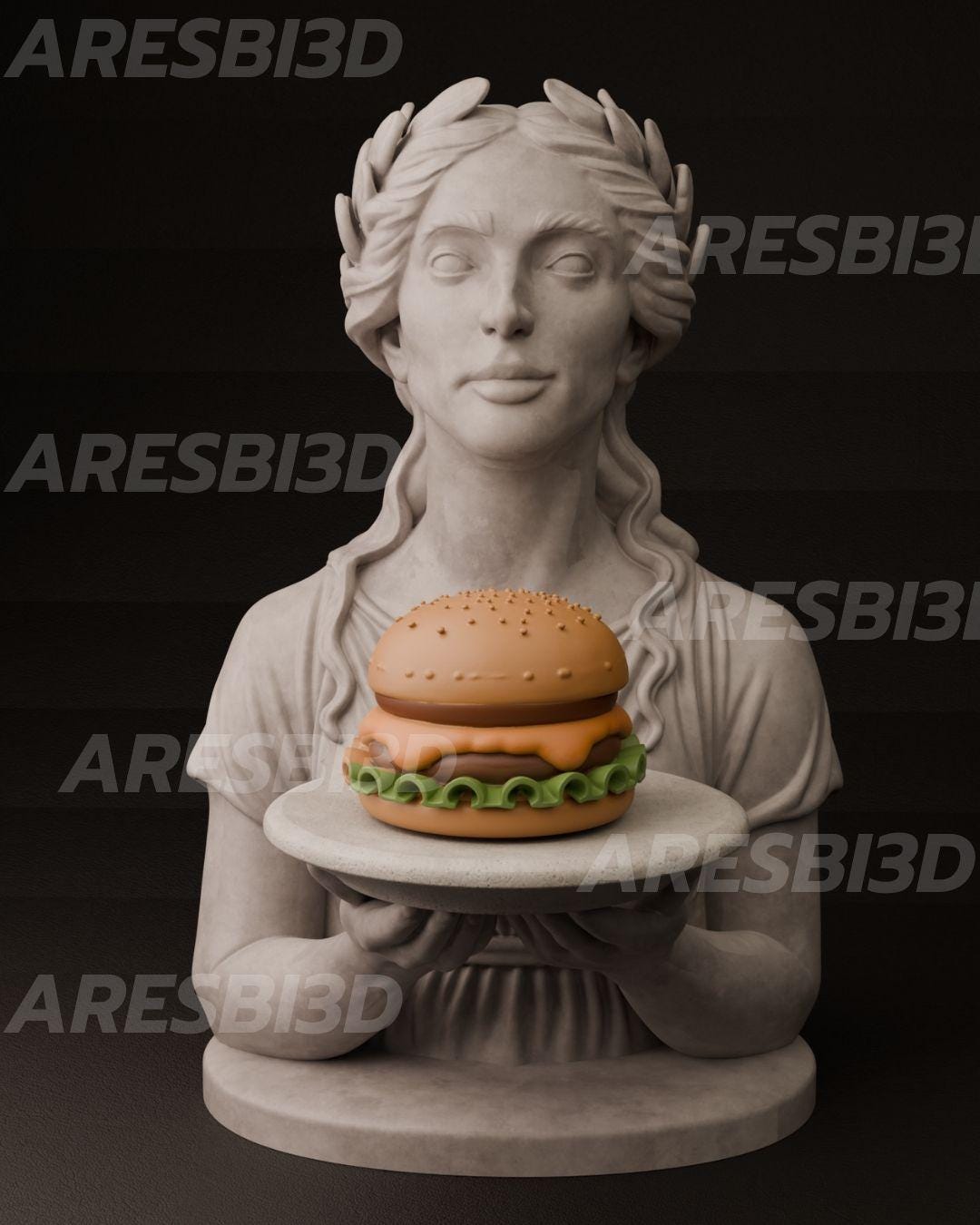 Burger Bust STL | Funny Classical Sculpture Statue | 3D Printable Meme ...