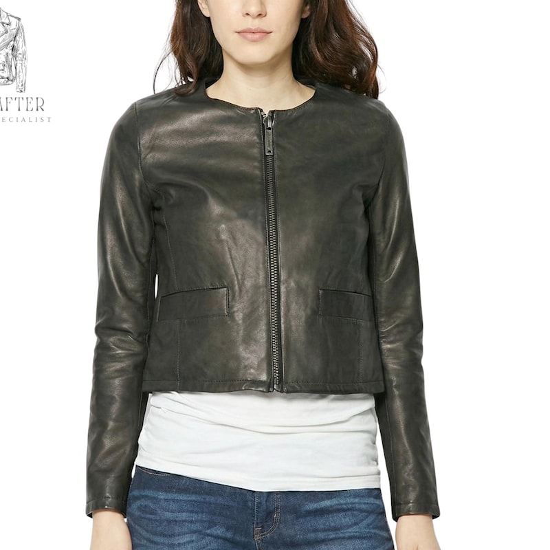 Collarless Jacket Black - Etsy