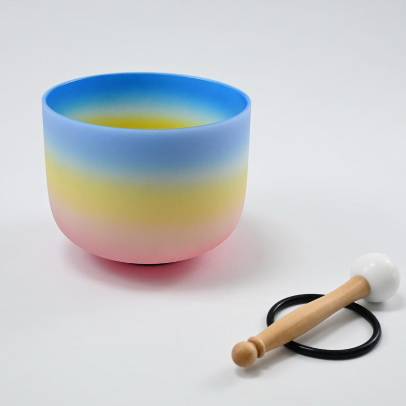 432hz 8 Inch Note G Throat Chakra Rainbow Crystal Singing Bowl With ...