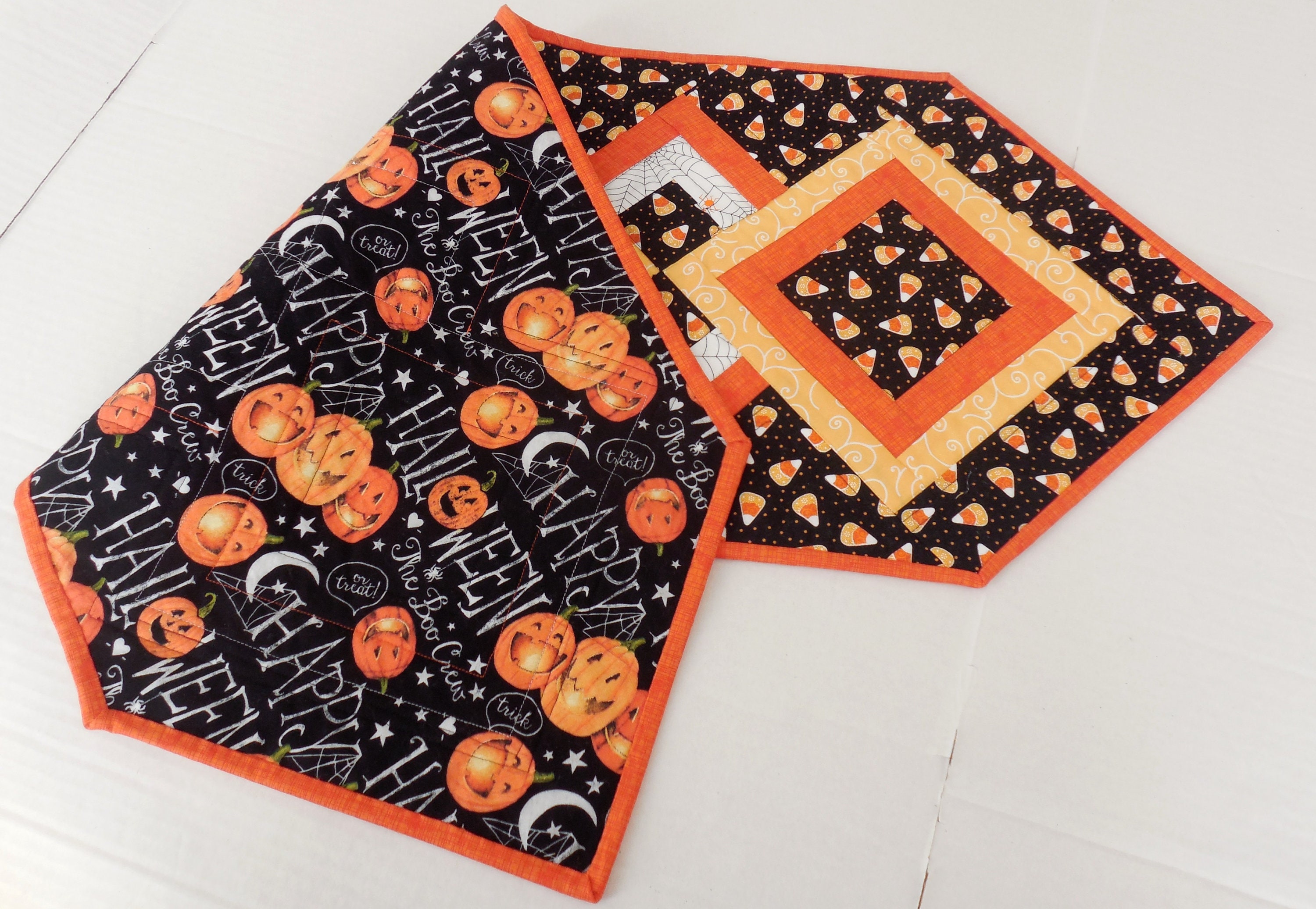 Candy Corn Table Runner-reversible-handmade-one of a Kind - Etsy